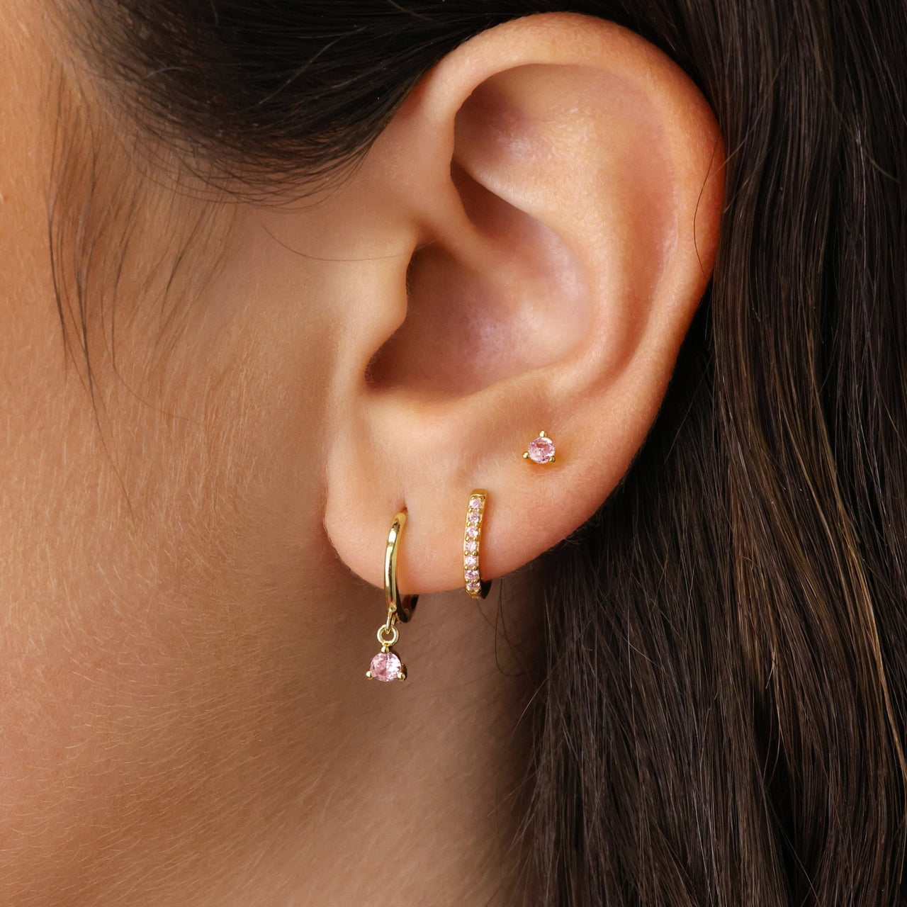 Pink Tourmaline Elise Charm Hoop Earring Sets – Eyrful Artistry