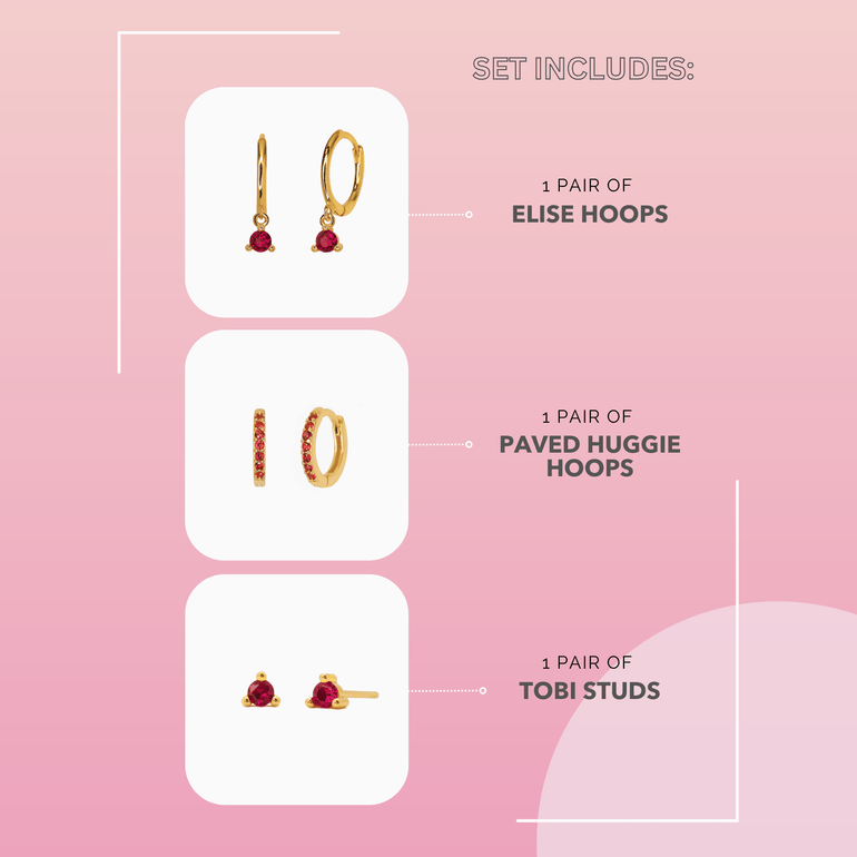 Sparkling Ruby Charlene Drop Earring Set eyrful – Eyrful Artistry