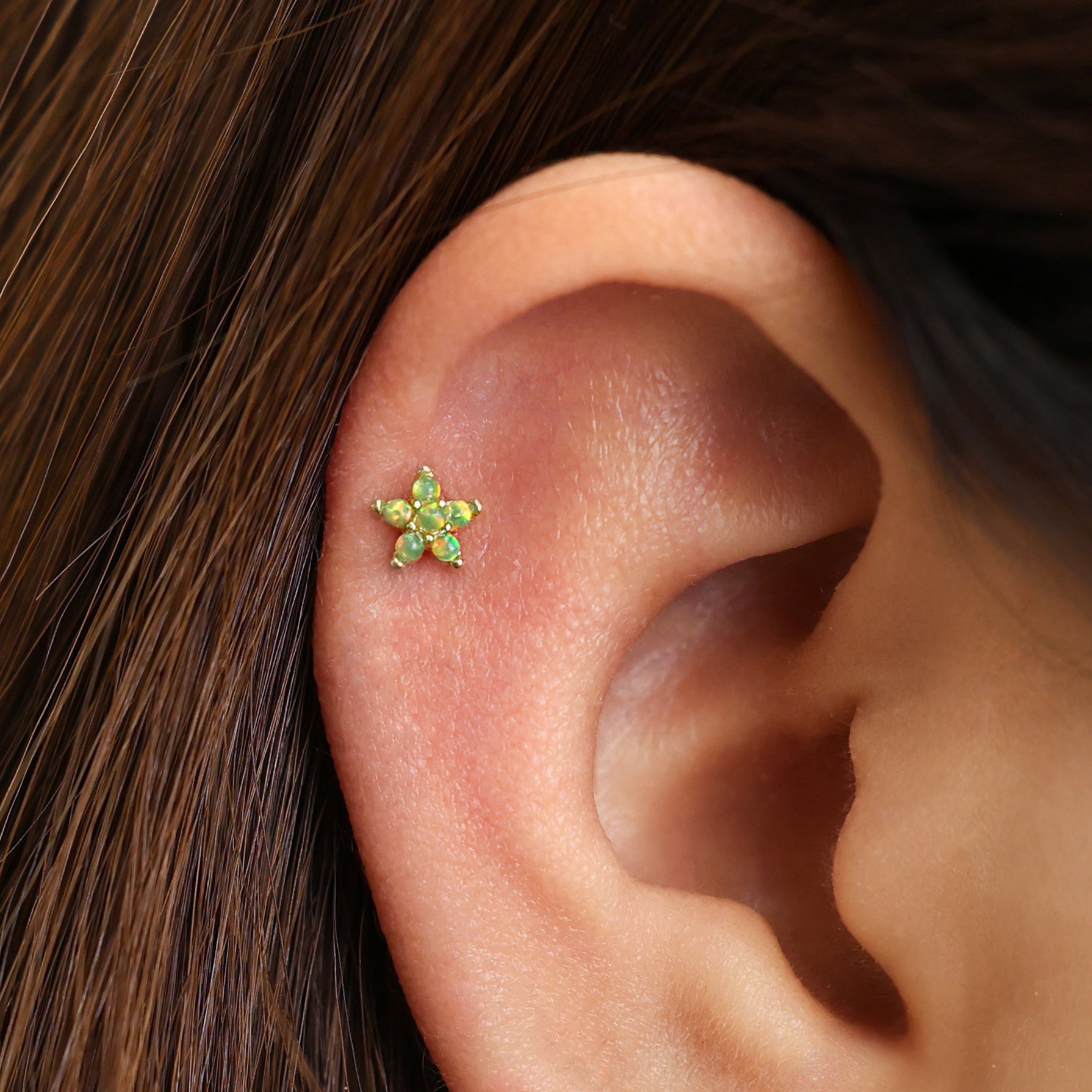 Green Opal Flower Flat Back Earrings | eyrful