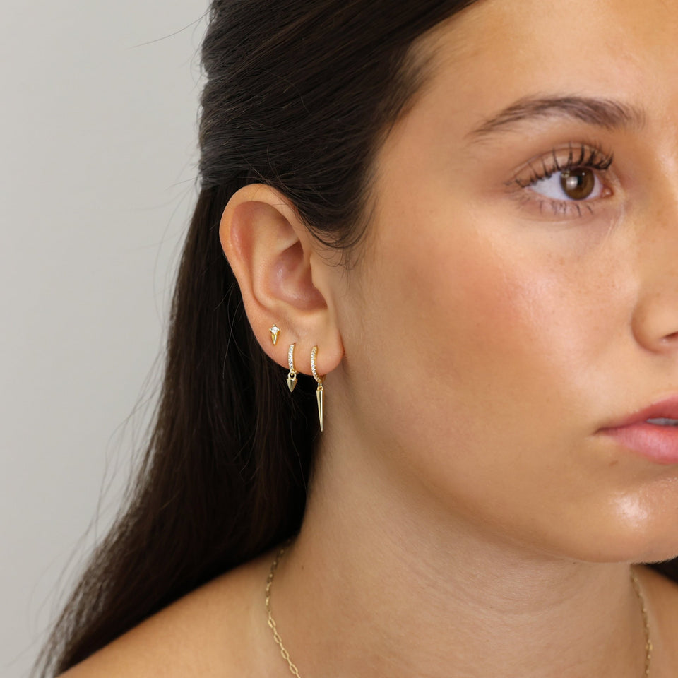 Paved Dangle Spike Hoop Set – Eyrful Artistry