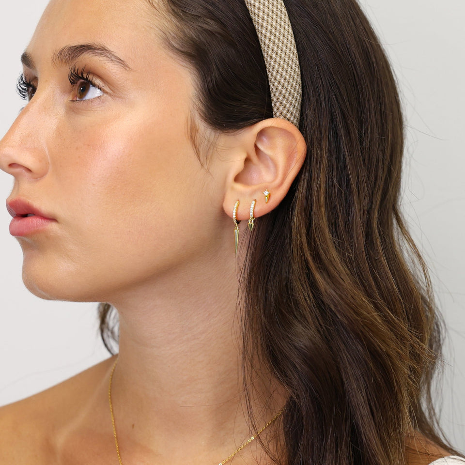 Paved Dangle Spike Hoop Set – Eyrful Artistry