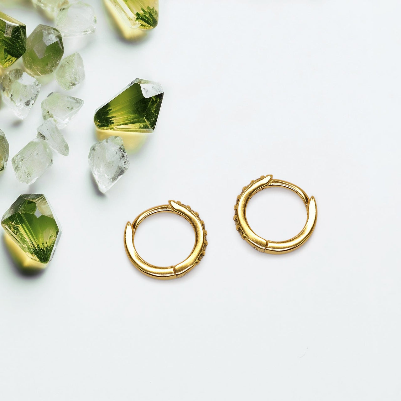 PAVED Peridot Hoops | Aug Birthstone | eyrful – Eyrful Artistry