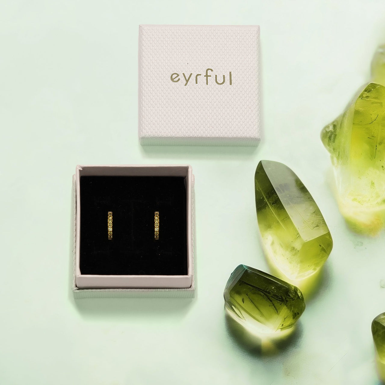 PAVED Peridot Hoops | Aug Birthstone | eyrful – Eyrful Artistry