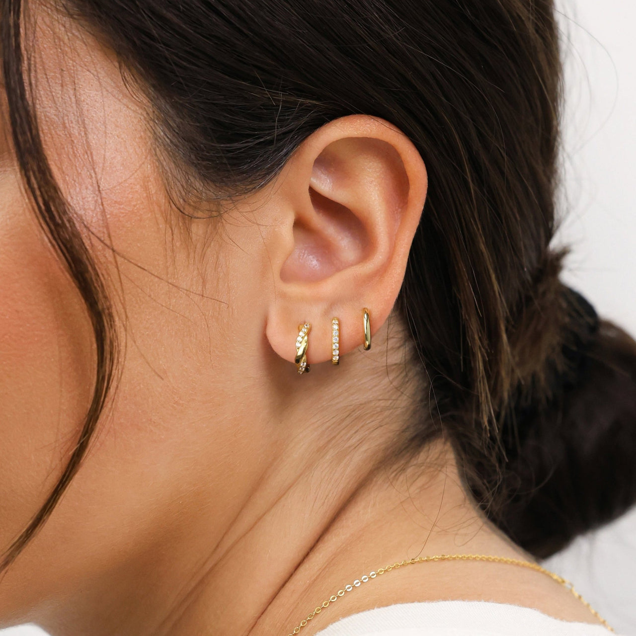 Twisted Paved Diamond Hoop – Eyrful Artistry